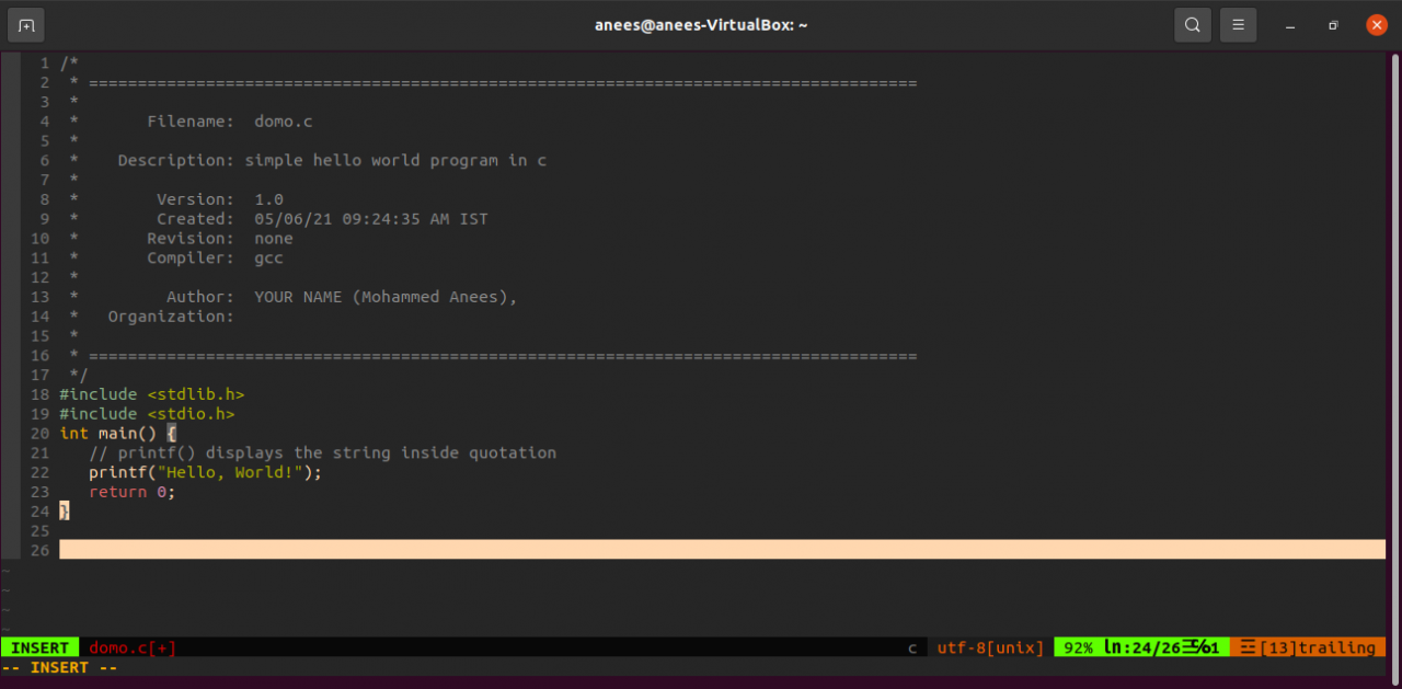How To Compile A C Program In Vim Text Editor