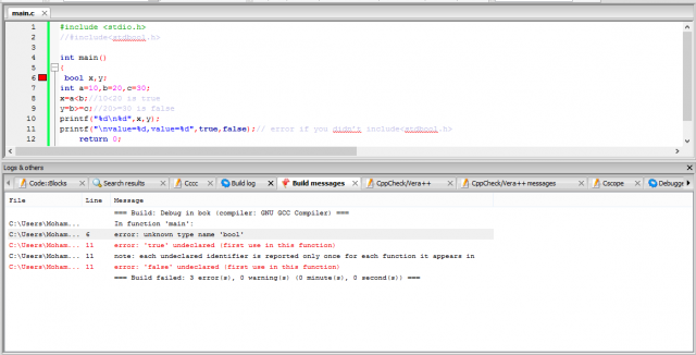 Error Unknown Type Name Bool