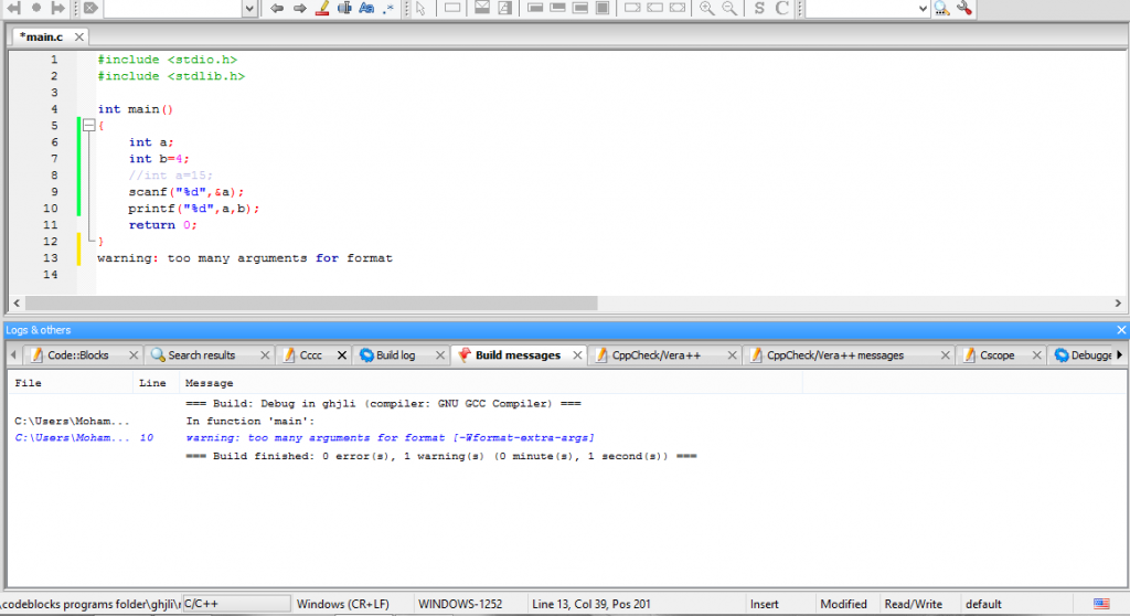 warning: too many arguments for format