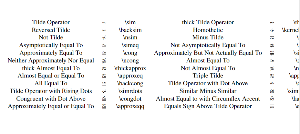 50+ Tilde symbols[∼,≁,∻] in LaTeX - A platform for wireless