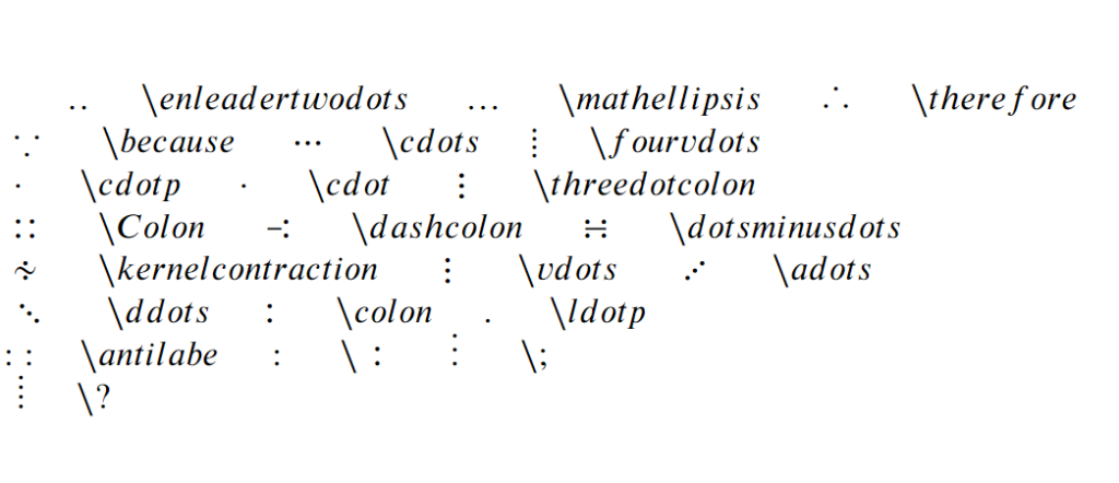 Dots symbols[∷,⋮,⋰] in LaTeX - A platform for wireless